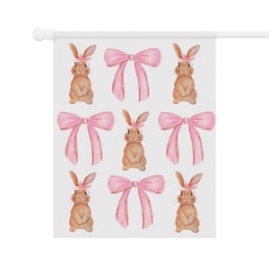 Easter Bunny and Pink Bows Spring Double Sided Garden Banner Flag ...