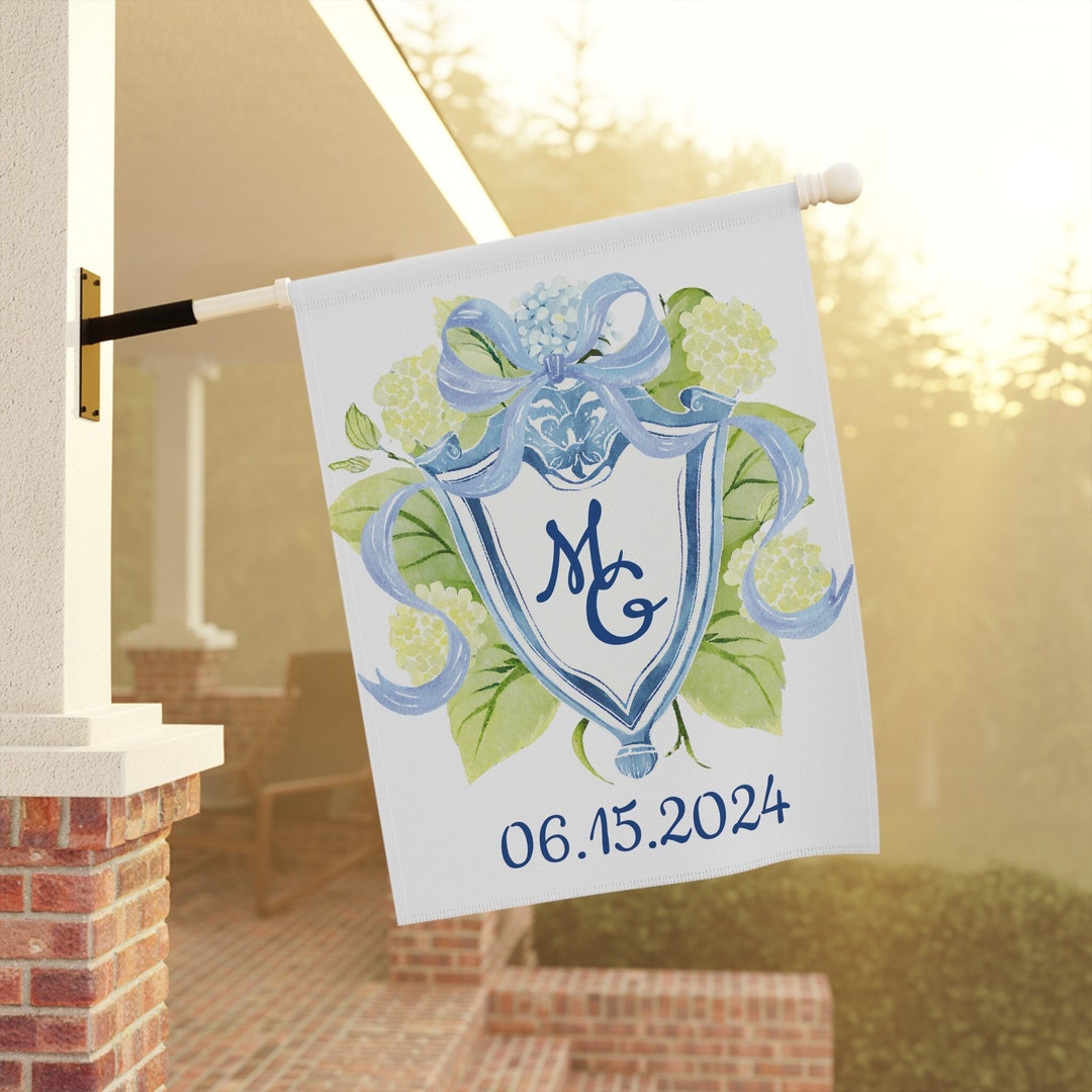 Personalized Wedding Crest Flag With Monogram Initials and Date Custom ...