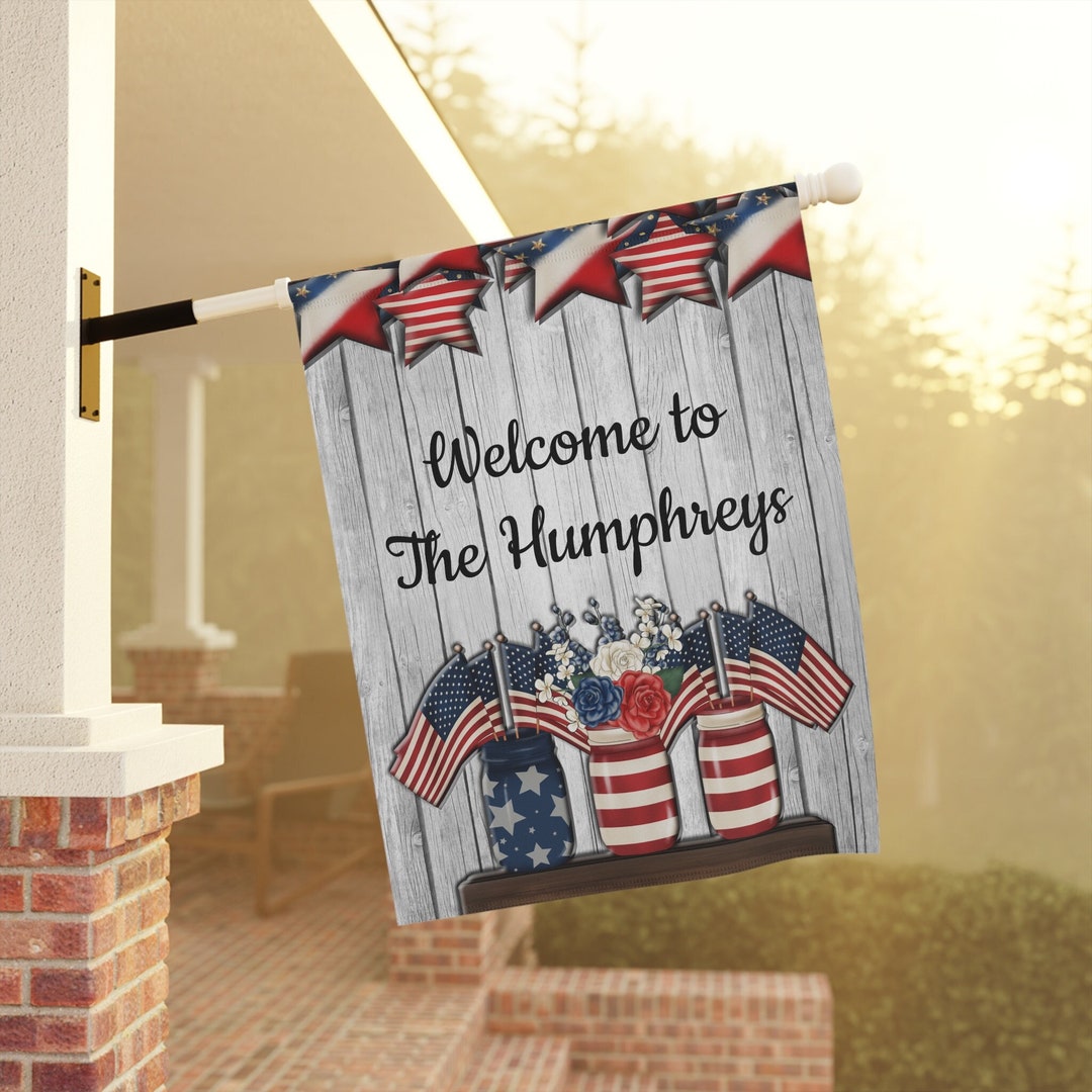 Personalized Patriotic American Flag - Double-sided Outdoor Flag ...