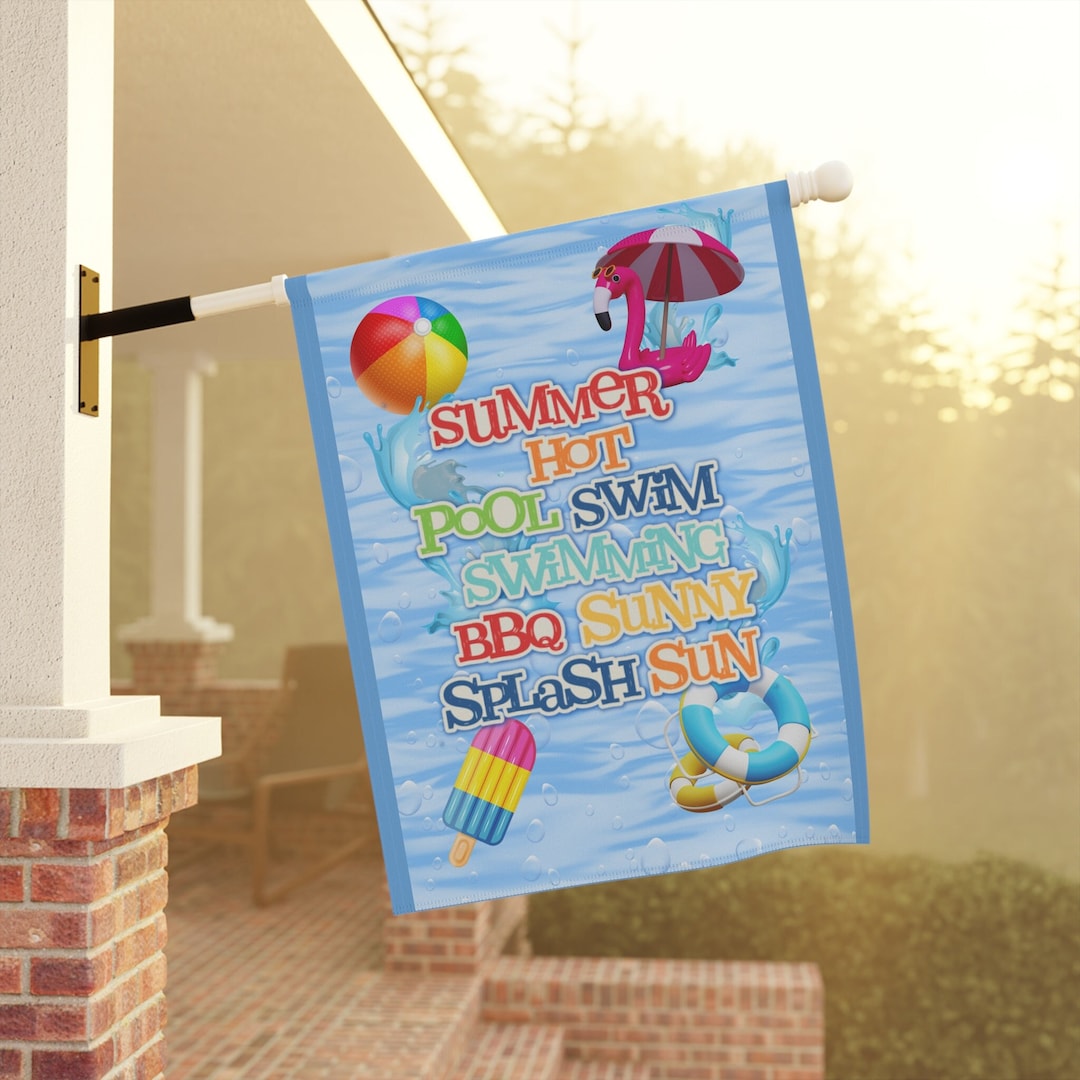 Personalized Summer Garden Flag Custom Pool Flag Porch Decor BBQ ...