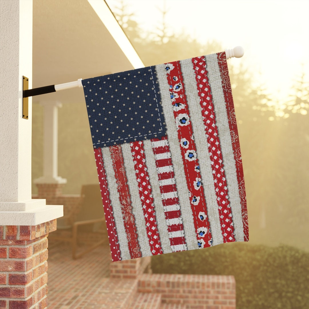 Patchwork Red White Blue Patriotic Banner Garden Flag - Etsy