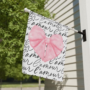 Coquette Pink Bow Spring Garden Banner Flag - Etsy
