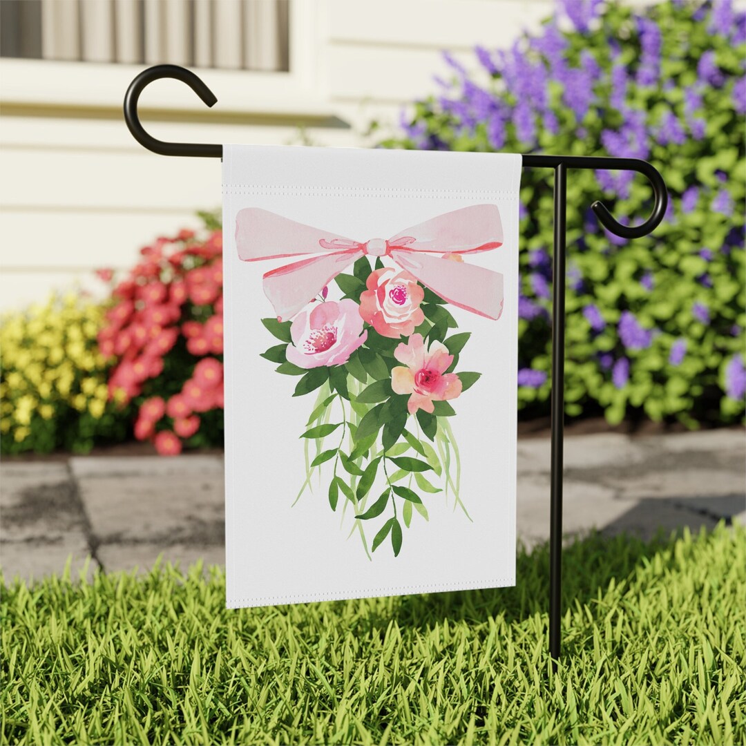 Pink Bow Preppy Flower Boquet Garden Flag - Etsy