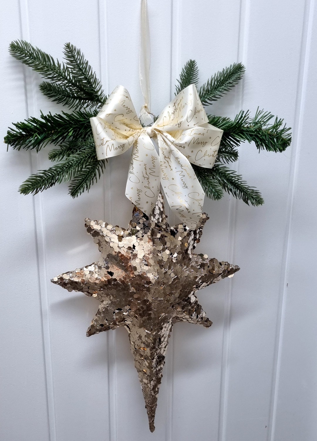Beautiful Sparkling Gold Star Wall Hanging, Door, Chair, Handrail Décor ...