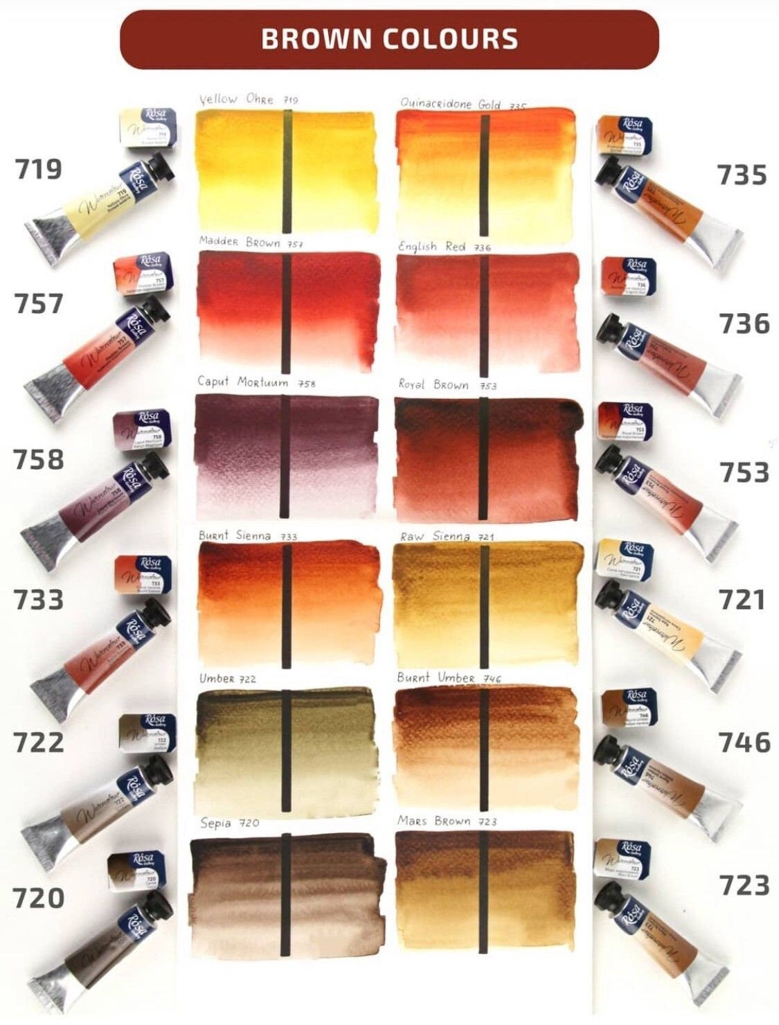 ROSA Gallery Watercolor Paint TUBES 10 Ml, High Lightfastess Paints ...