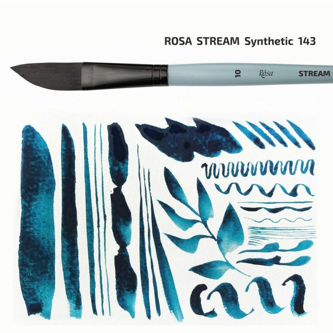 ROSA STREAM Synthetic Dagger Brushes for Watercolours, Saber Flat ...