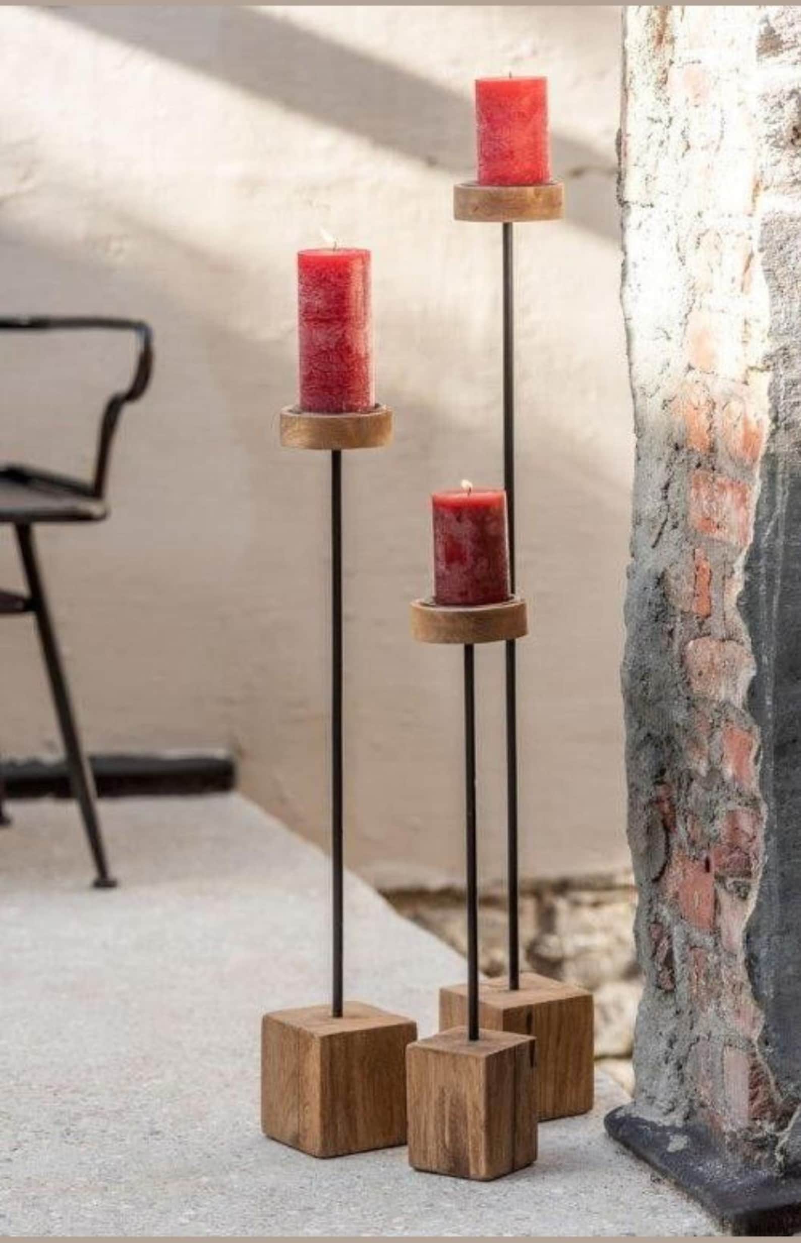 Wood Floor Candle Holders - Etsy
