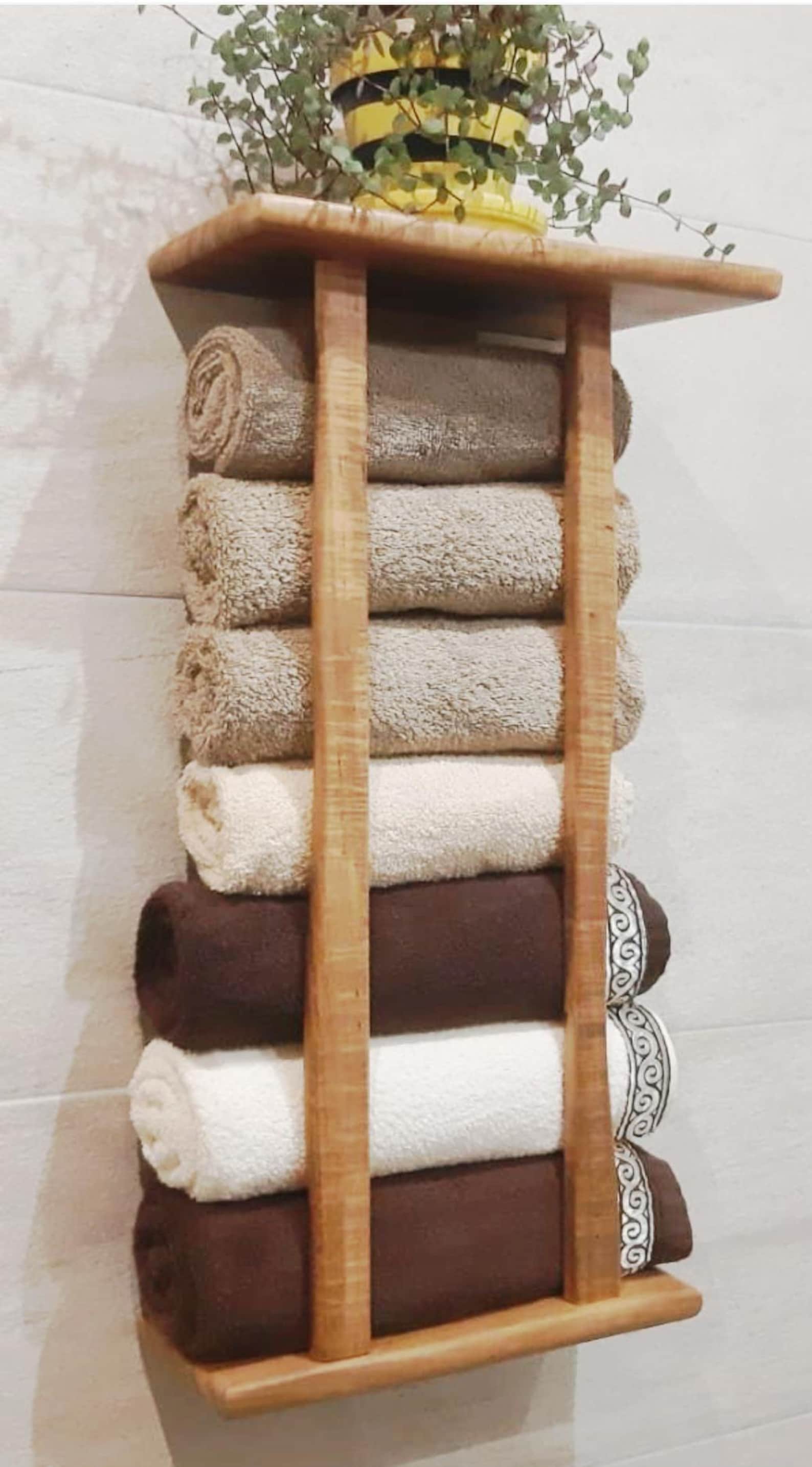 Wall-mounted Wooden Towel Storage - Etsy