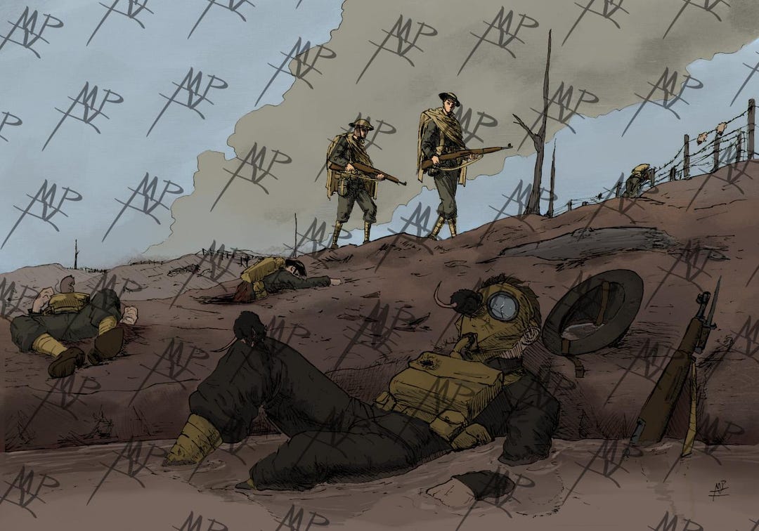 World War I Soldier in the Trenches WWI Poster Digital Download, Gas ...