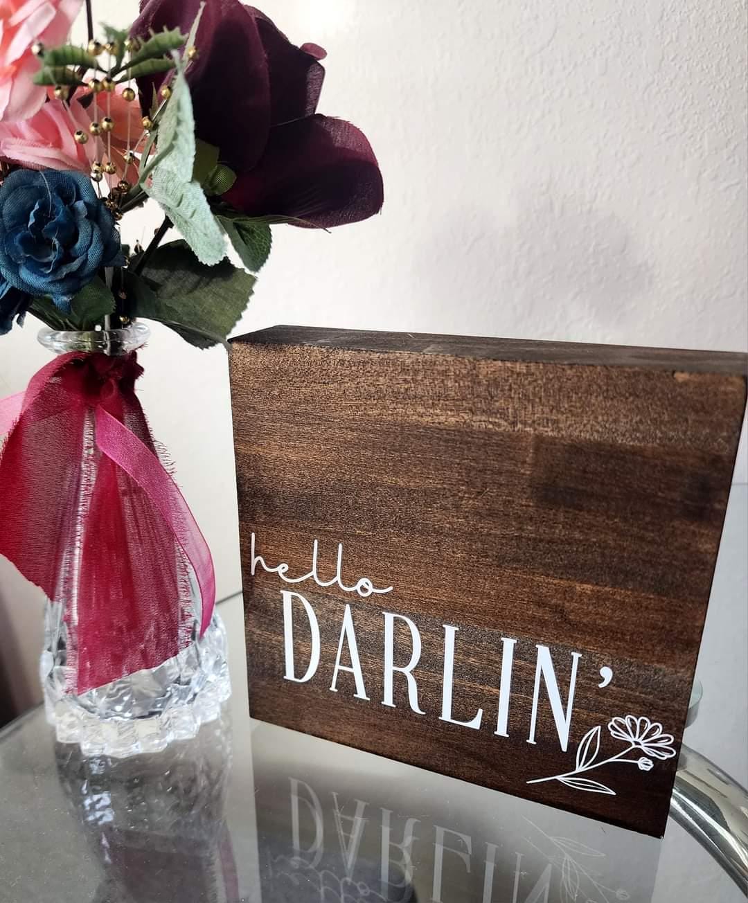 Rustic Hello Darlin Wooden Table Sign - Western Decor - Etsy