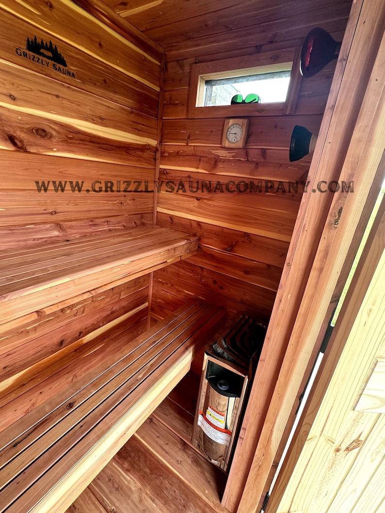 The HOT BOX Grizzly Sauna Harvia Electric SW80 Heater With Rocks, Eastern Red Cedar All Natural ...