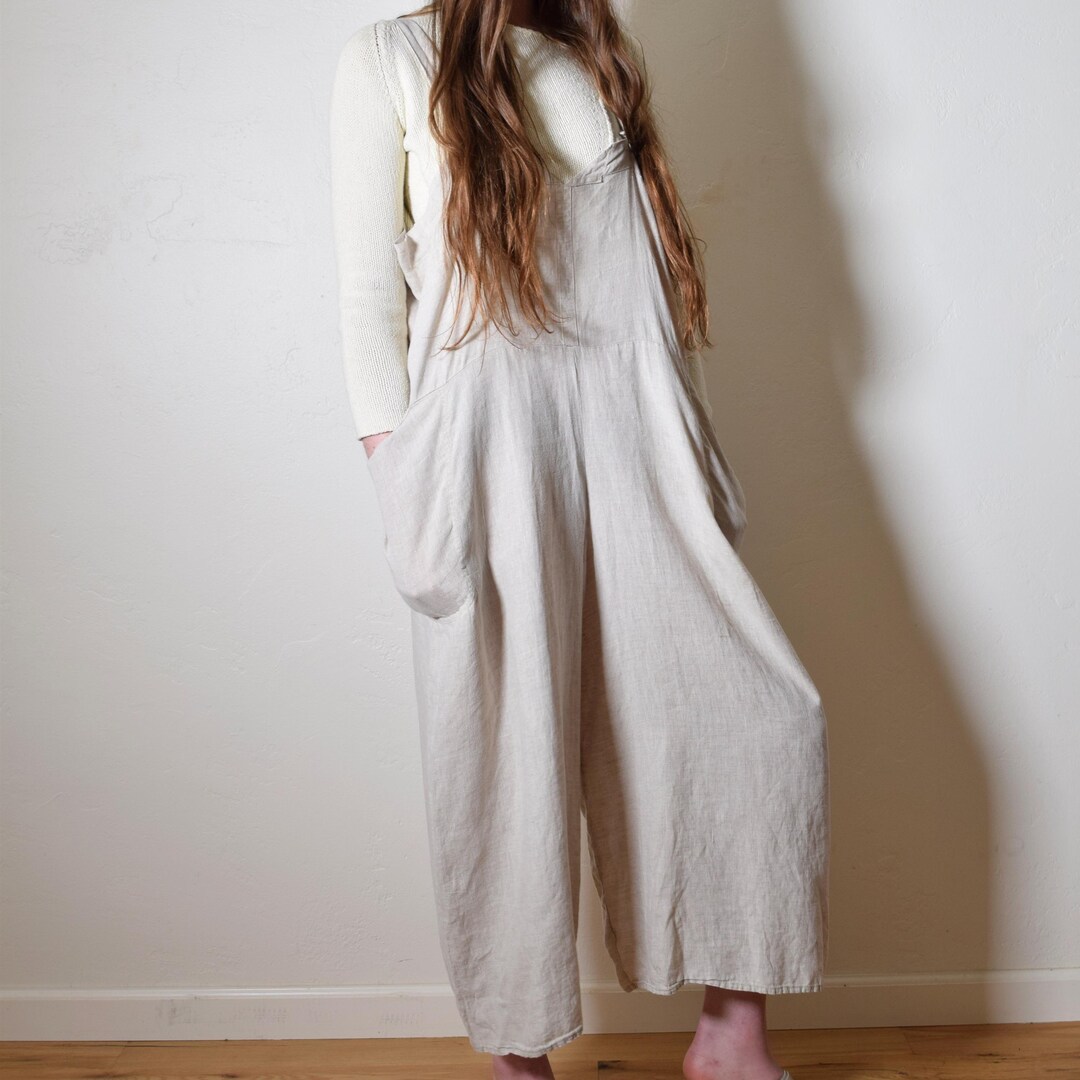 Vintage 90s Linen Jumpsuit: Minimalist Avant Garde Flax Overalls - Etsy
