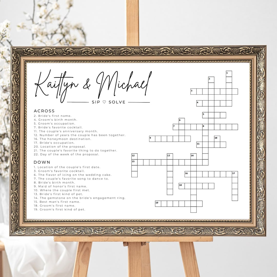 Custom Wedding Crossword Extra Large Wedding Activity Guest Game Extra ...