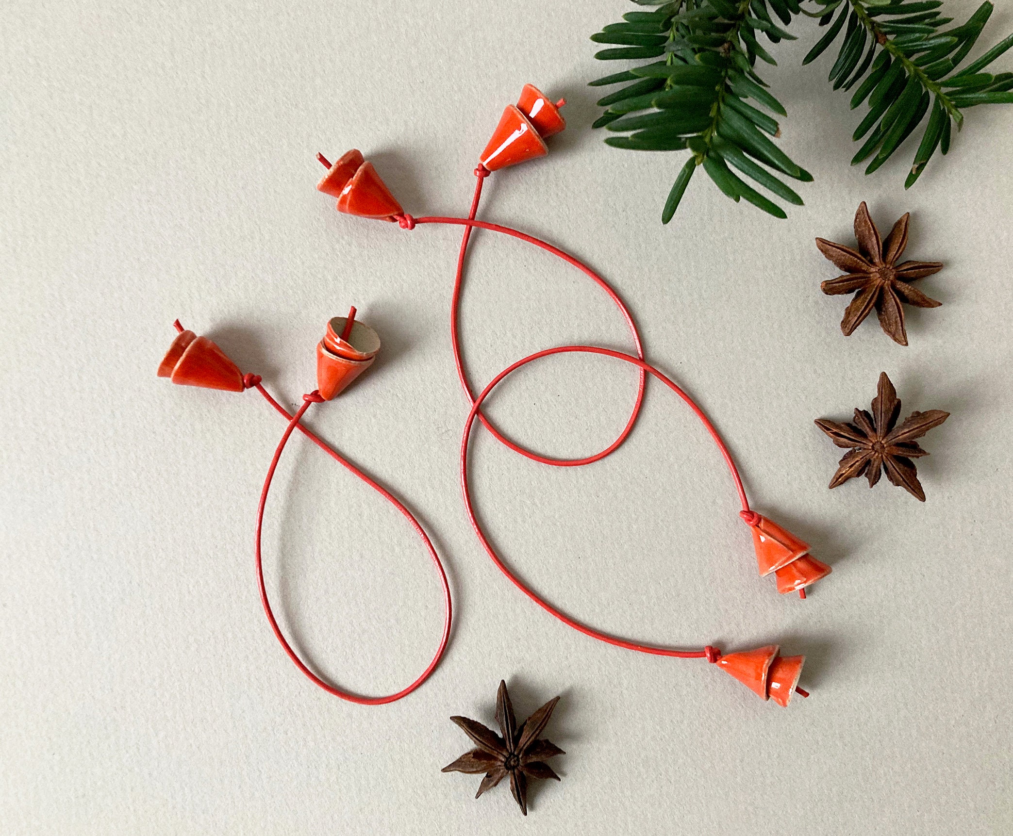 Small Red Christmas Trees Set of 3 Handmade Decorations for - Etsy