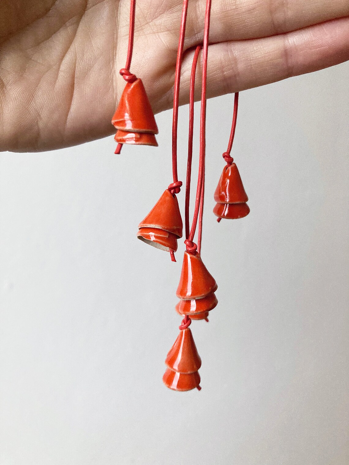 Small Red Christmas Trees Set of 3 Handmade Decorations for - Etsy