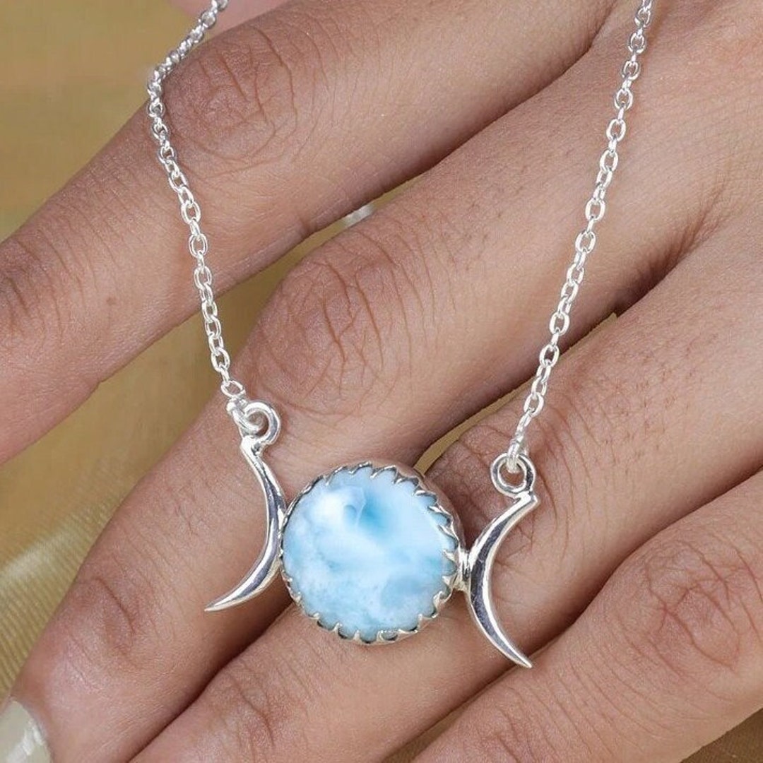 Dominican Republic Larimar Necklace, 925 Sterling Silver Pendant ...