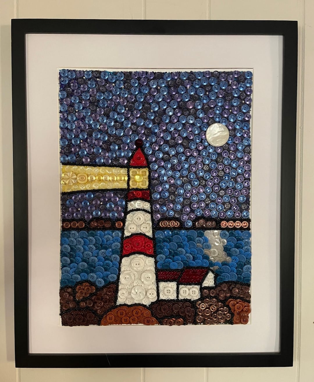 Button Art Lighthouse Framed - Etsy