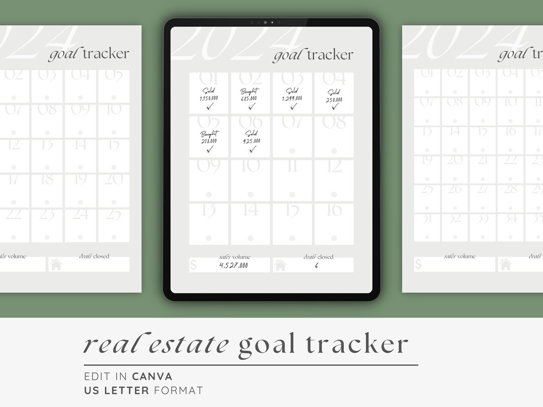 Real Estate Goal Tracker, Client Milestone Template, Professional ...