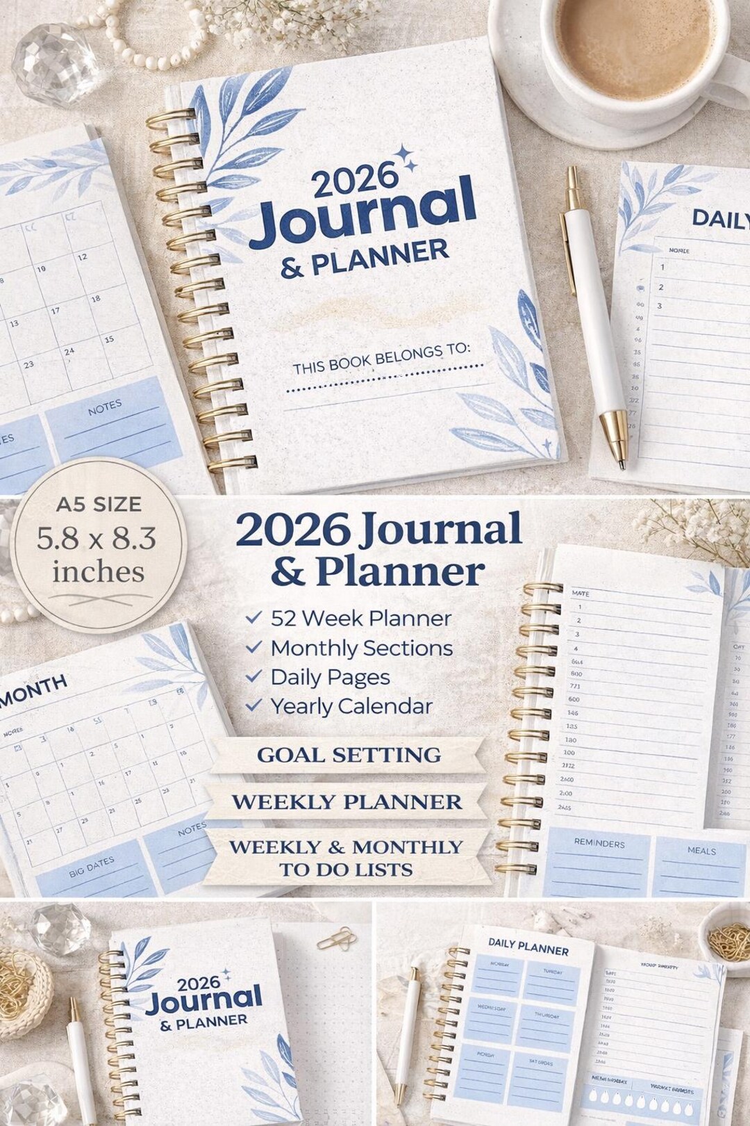 2026 Digital Planner A5 | Printable PDF & Editable Powerpoint | iPad ...