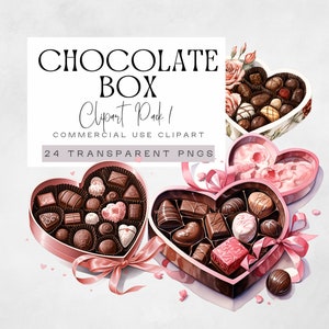 Valentines Day Chocolate Clipart, Heart Candy Box Clip Art, Mothers Day ...