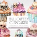 Halloween Cupcakes Clipart, Spooky Skull Treats Clip Art, Creepy Spider ...