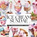 Ice Cream Sundae Clipart, Cones and Sundaes Graphics, Watercolor Summer ...