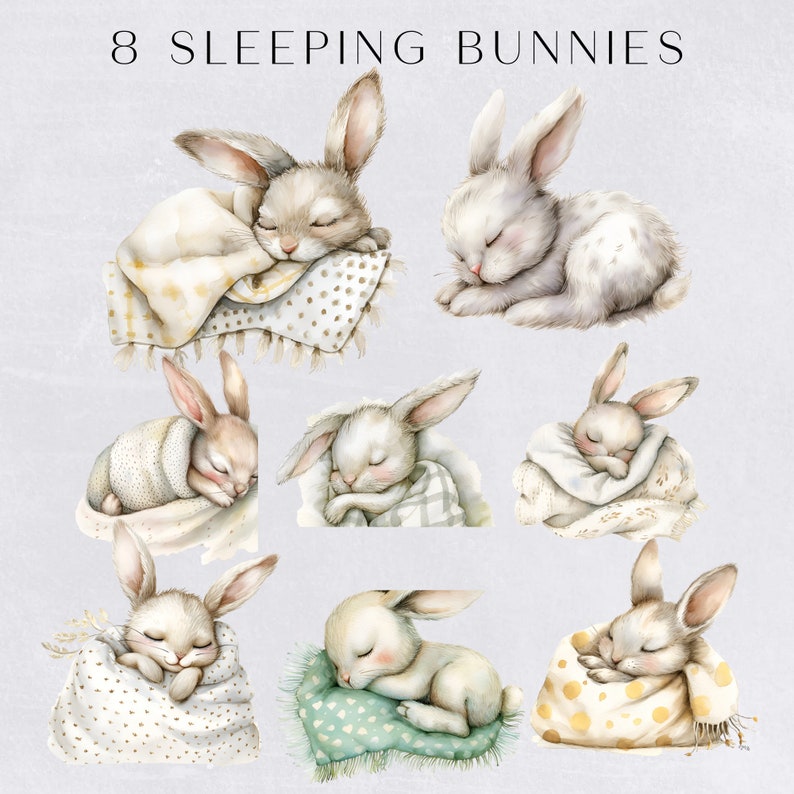 Sleeping Bunny Clipart, Cute Rabbit Asleep, Sweet Dreams Png, Nursery ...