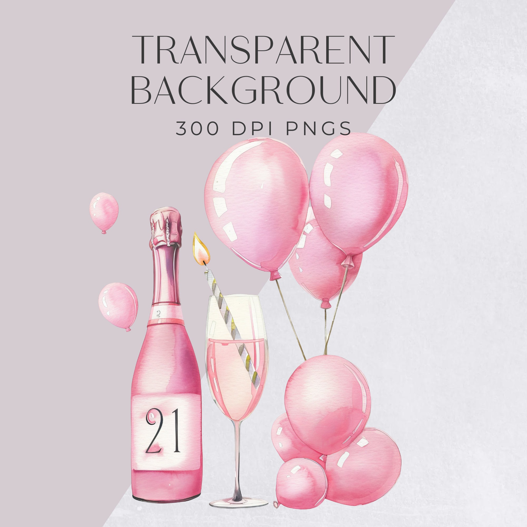 Happy 21st Birthday Png | SINGLE IMAGE | Pink Champagne Bottle Balloons ...