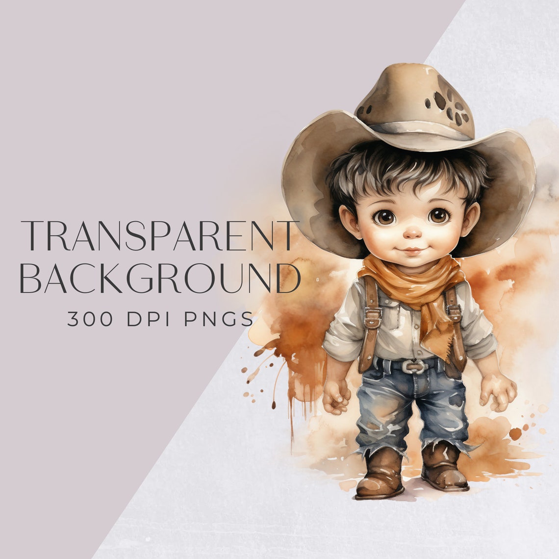 Baby Boy Cowboy Clipart, Watercolor Baby Shower, Cute Little Western ...