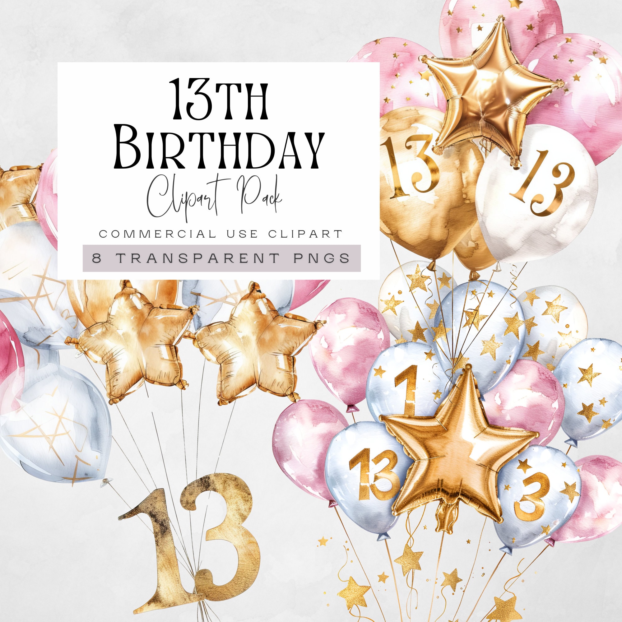 Number Balloon Clipart, Pink and Gold Foil Balloons Garland Clip Art ...