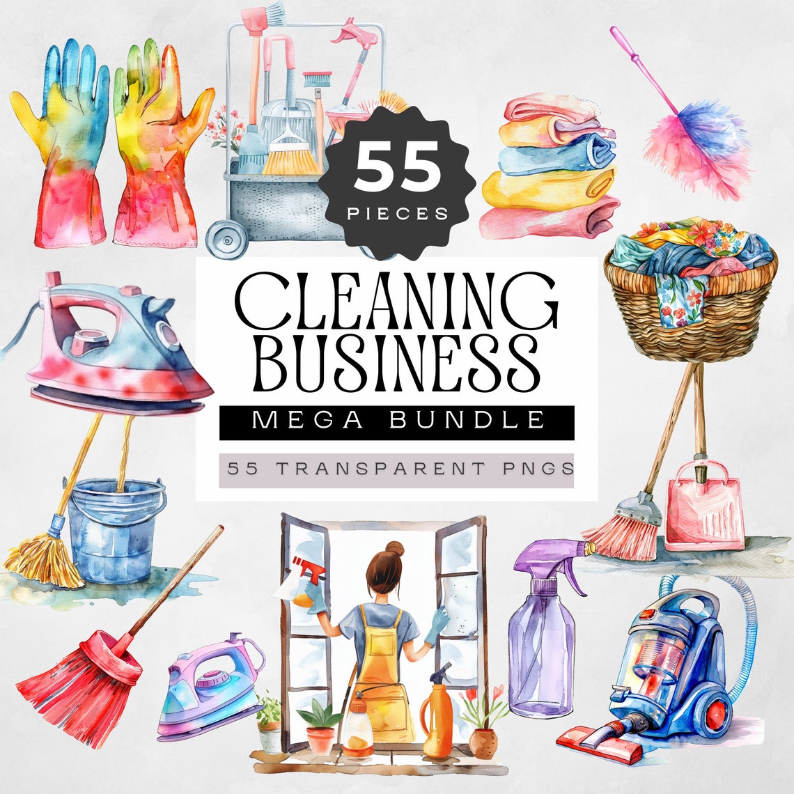 Cleaning Services Clipart, MEGA BUNDLE, House Cleaning Girl Lady Clip ...