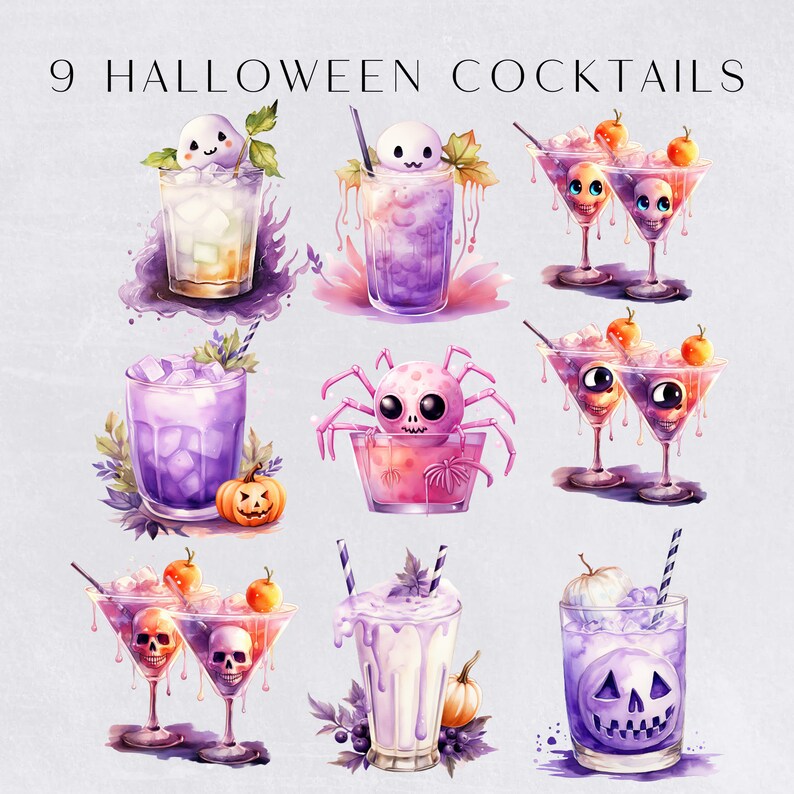 Halloween Cocktail Png, Spooky Purple Alcohol Bar Drinks Illustration ...