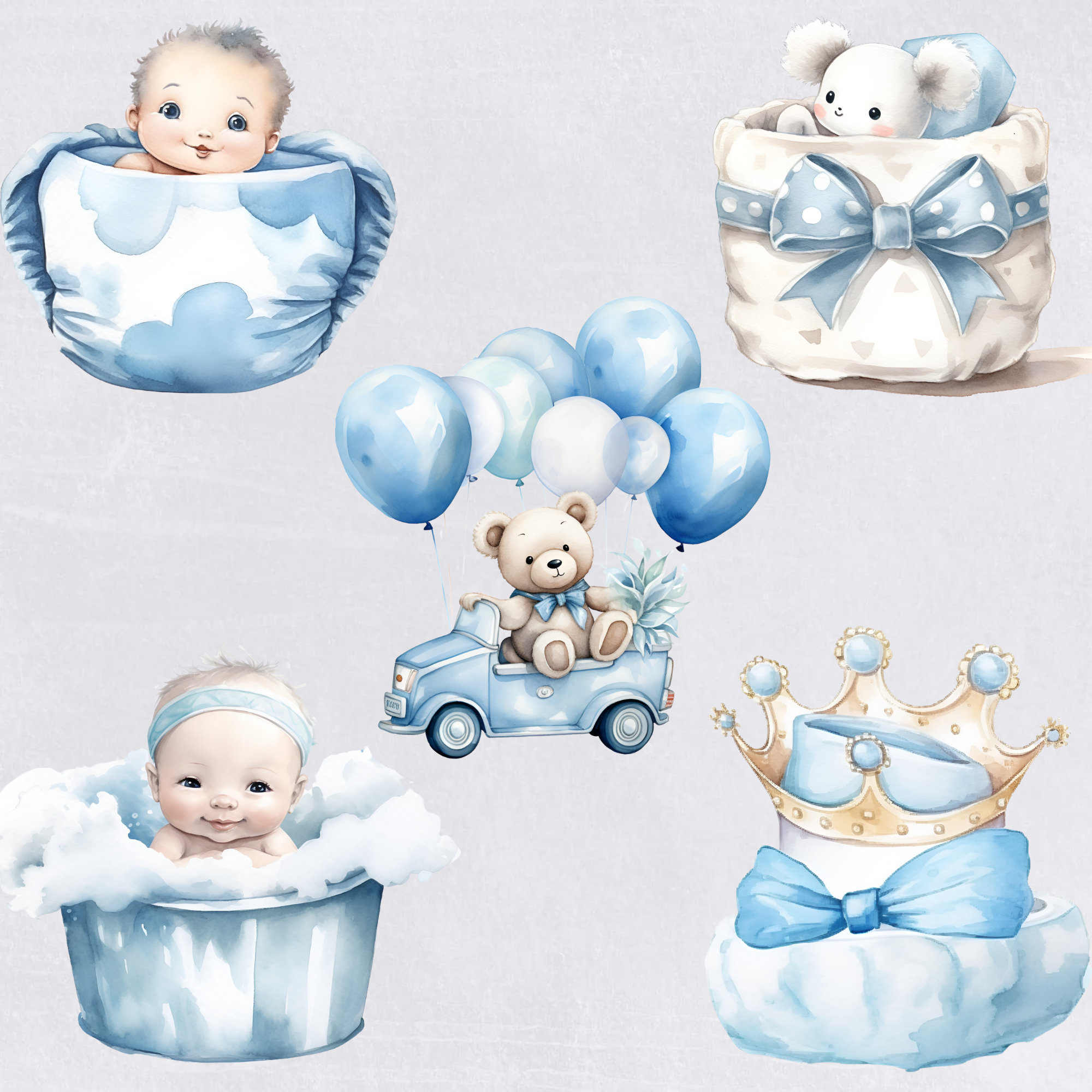 Prince Baby Shower Png, Little Prince Clipart, Watercolor Blue Boy Baby ...