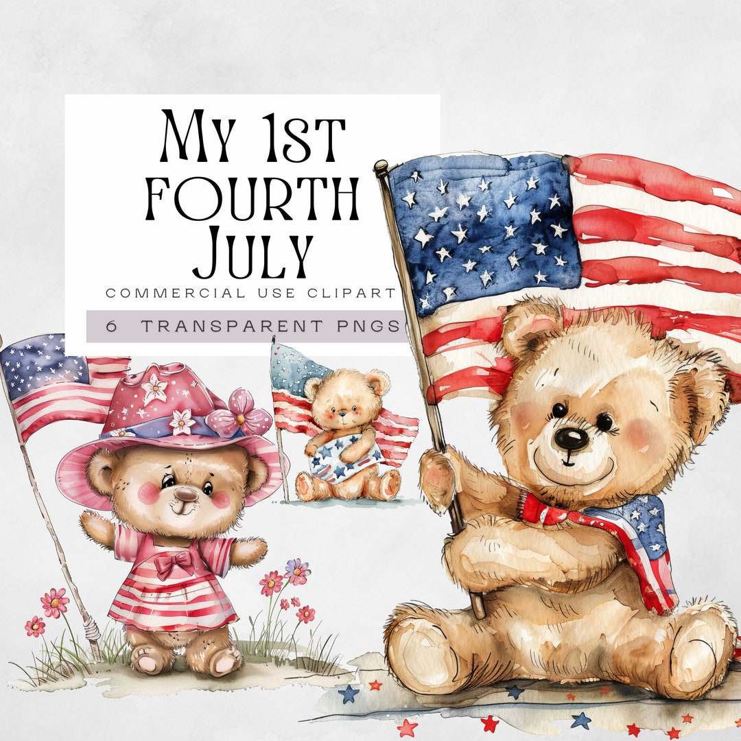 My First Fourth of July Png, Baby Bears 4th July Baby Clipart ...
