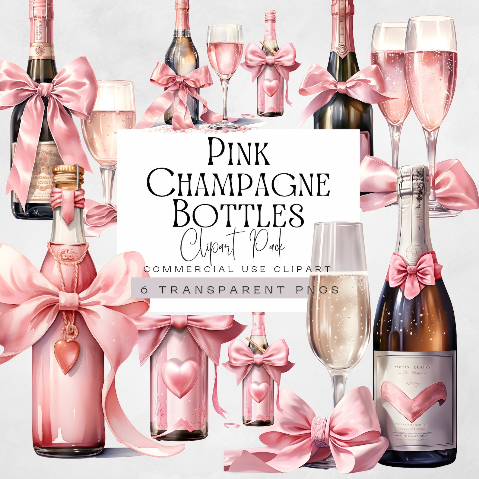 Pink Champagne Bottle Clipart SINGLE IMAGE Wedding Champagne Bottle ...
