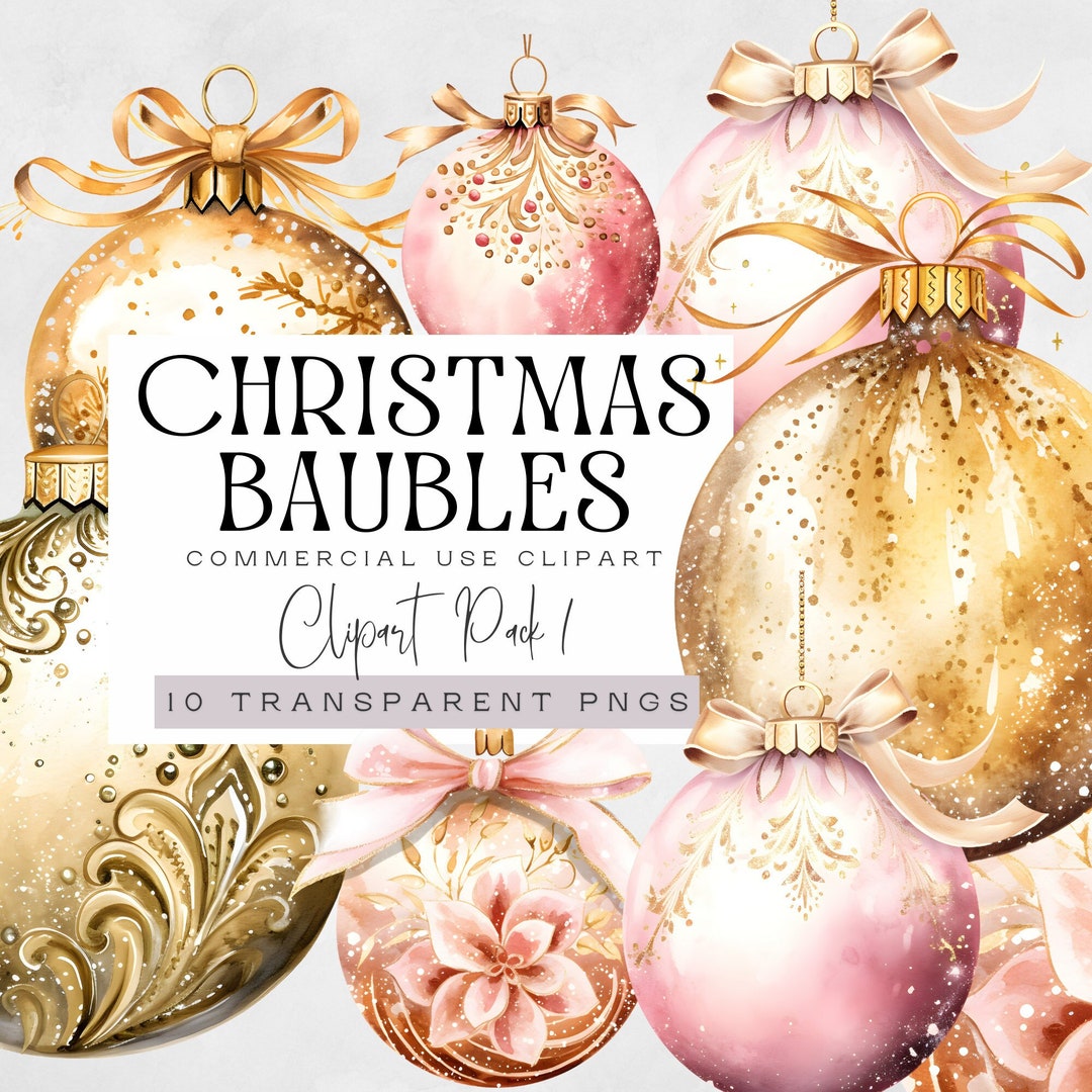 Watercolor Christmas Bauble Clipart, Festive Ornaments, Xmas Holiday ...