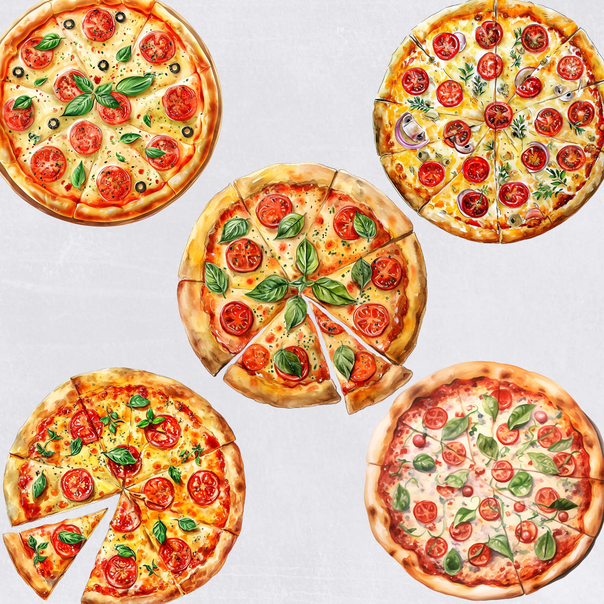 Watercolor Clipart Pizza Slice, Italian Food Clip Art, Junk Food ...