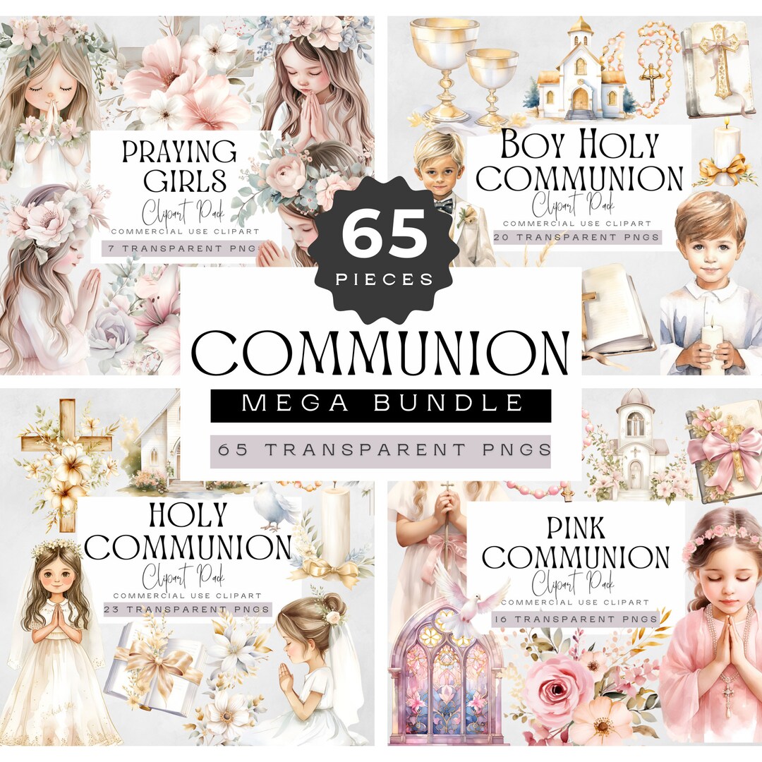 First Communion Clipart for Girls, Boys 1st Holy Communion, Religious ...