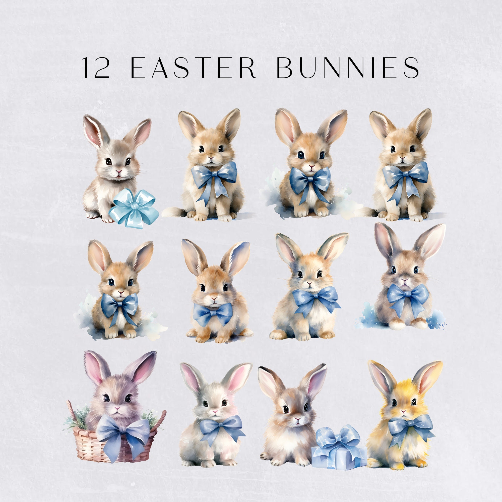 Easter Bunny Clipart Transparent, Watercolor Bunnies Graphics, Cute ...