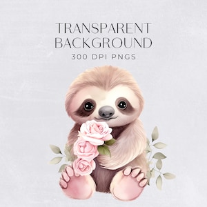 Sloth Girl Clipart, Cute Baby Girl Clip Art, Woodland Animals, Pink ...