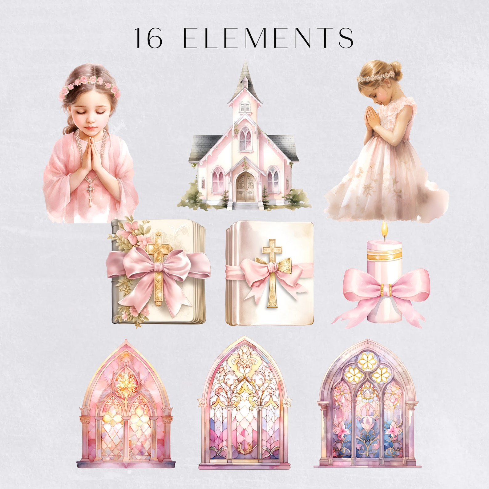 First Holy Communion Clipart for Girl, Rosary Clip Art, 1st Communion ...