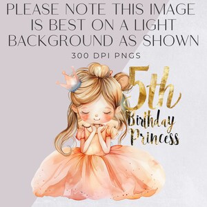5th Birthday Princess Png | SINGLE IMAGE | Happy Fifth Birthday Clipart ...