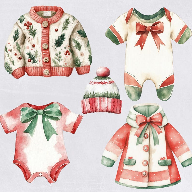 Christmas Baby Clothes Clipart, Baby's First Xmas Png, Festive Baby ...