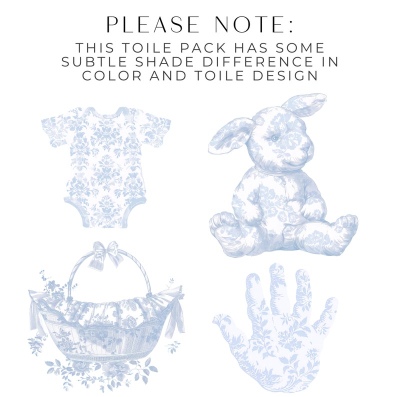 Toile Baby Shower Clipart, Light Blue Chinoiserie Pngs, Watercolor Baby ...