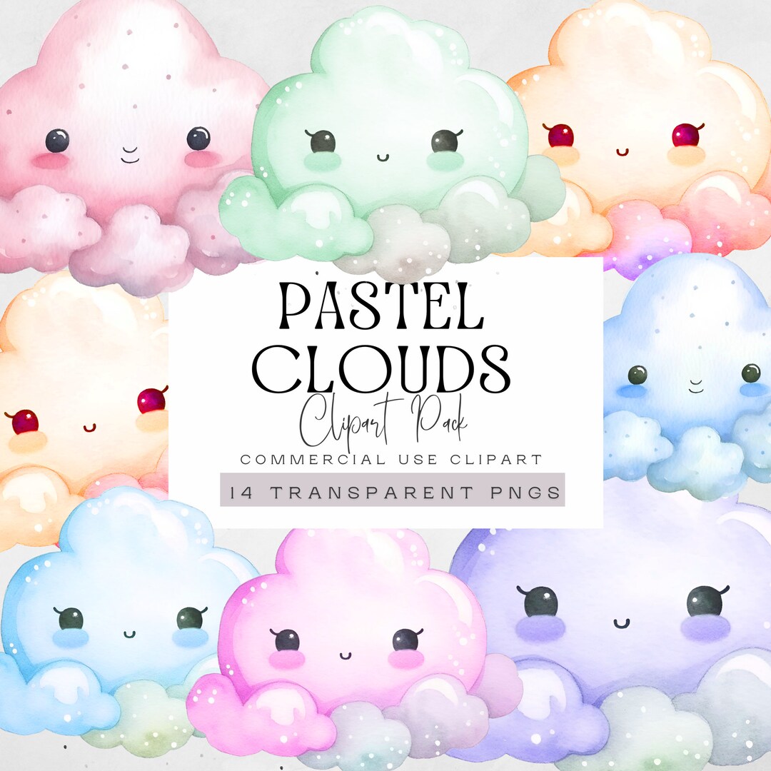 Cloud Clipart Png Transparent, Pastel Pink Clouds Clip Art, Watercolor ...