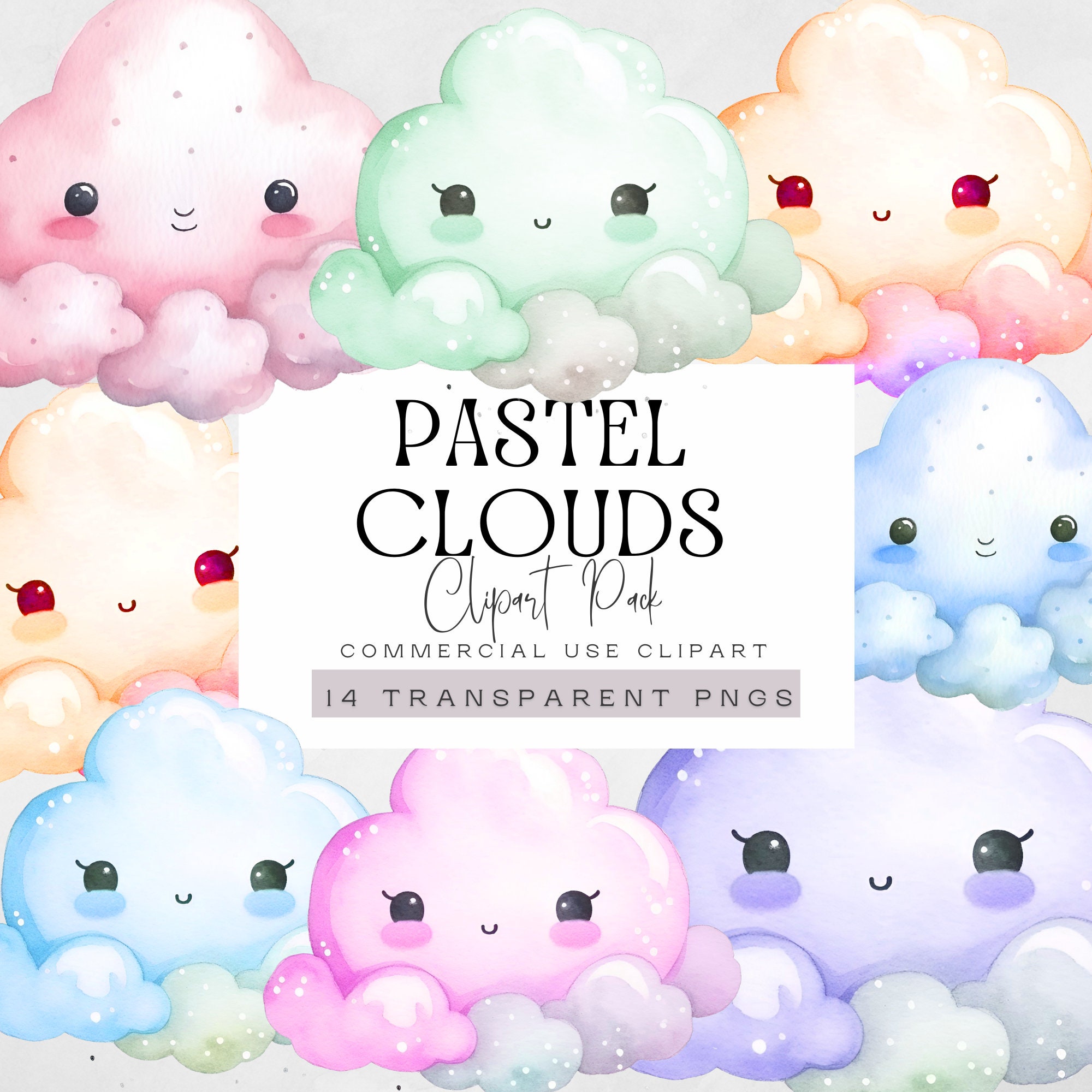 Cloud Clipart Png Transparent, Pastel Pink Clouds Clip Art, Watercolor ...