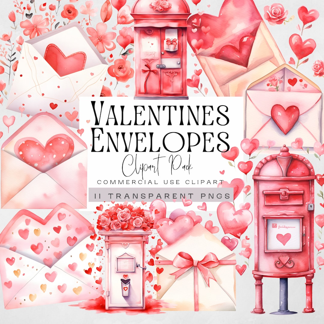 Valentines Envelope Clipart, Mailbox Clip Art, Love Letter Mail Clipart ...