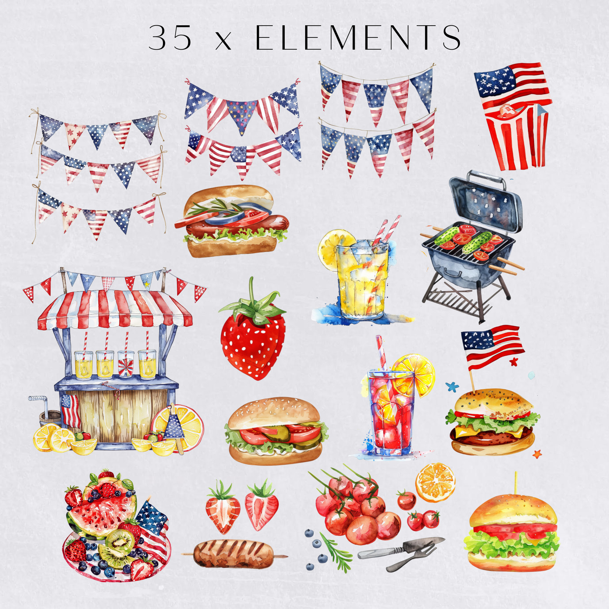 4th July Food Clipart, American Clip Art, Independence Day Pngs ...