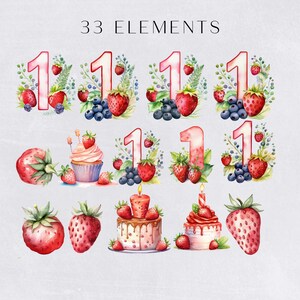 Strawberry Baby Girl Clipart, My Berry First Birthday Clip Art, 1st ...