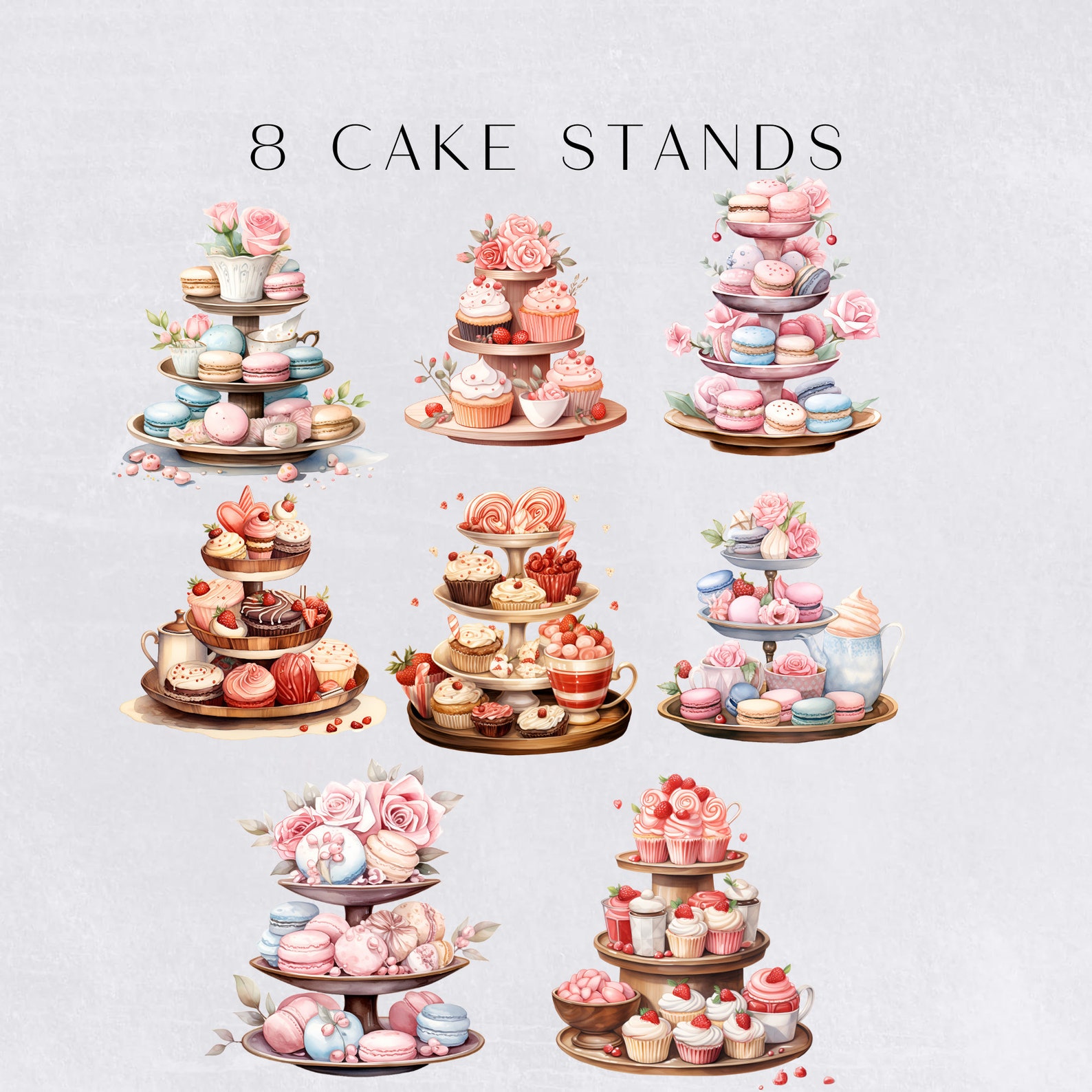 Cake on Stand Clipart, Baking Png, Meringue Clip Art, Bakery Graphics ...